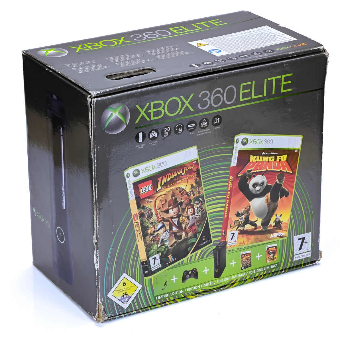Microsoft Xbox 360 Elite Konsoll Kung Fu Panda & Indiana Jones Bundle